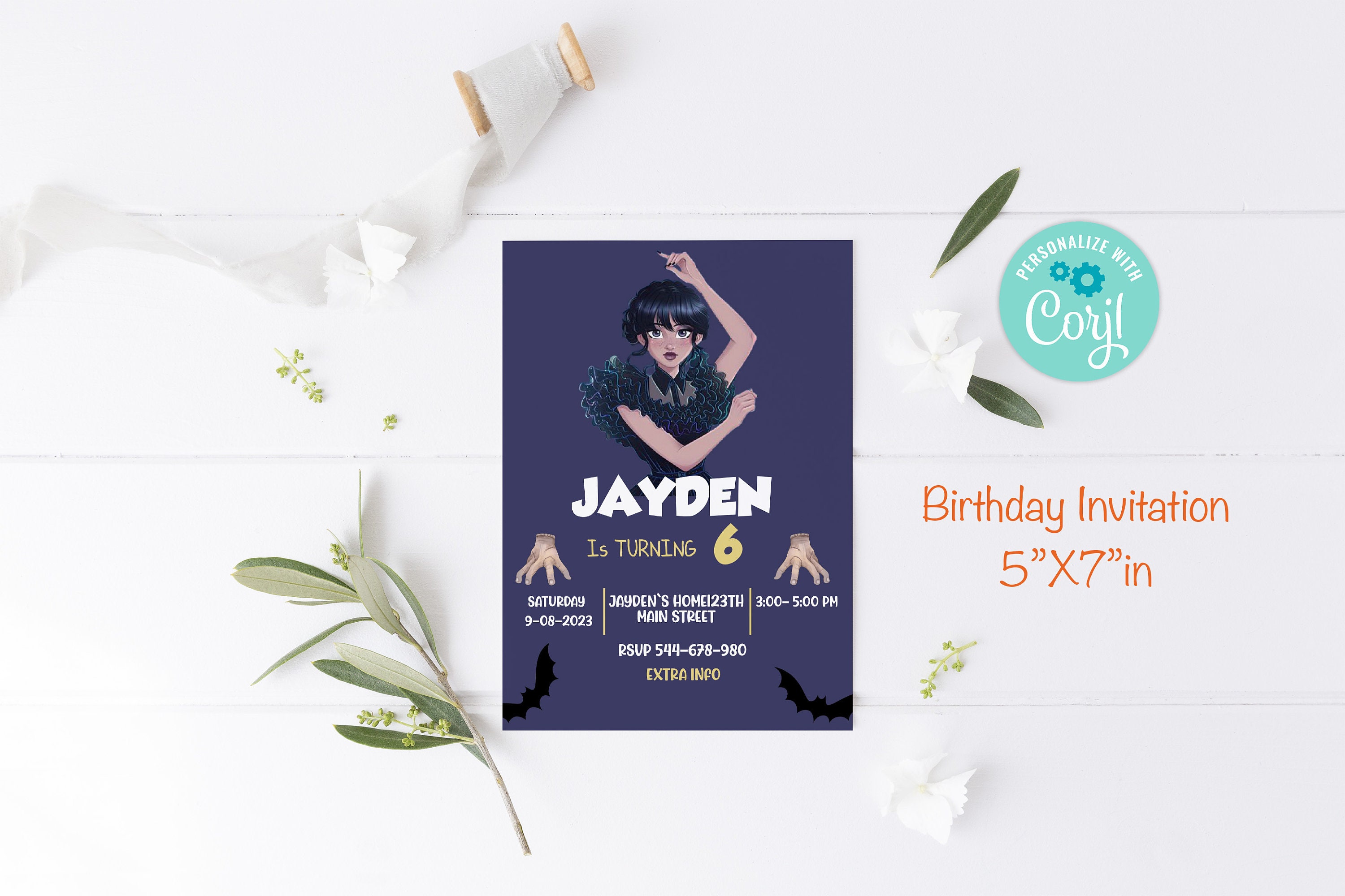 Wednesday Addams Birthday Invitation Template, Wednesday Digital ...