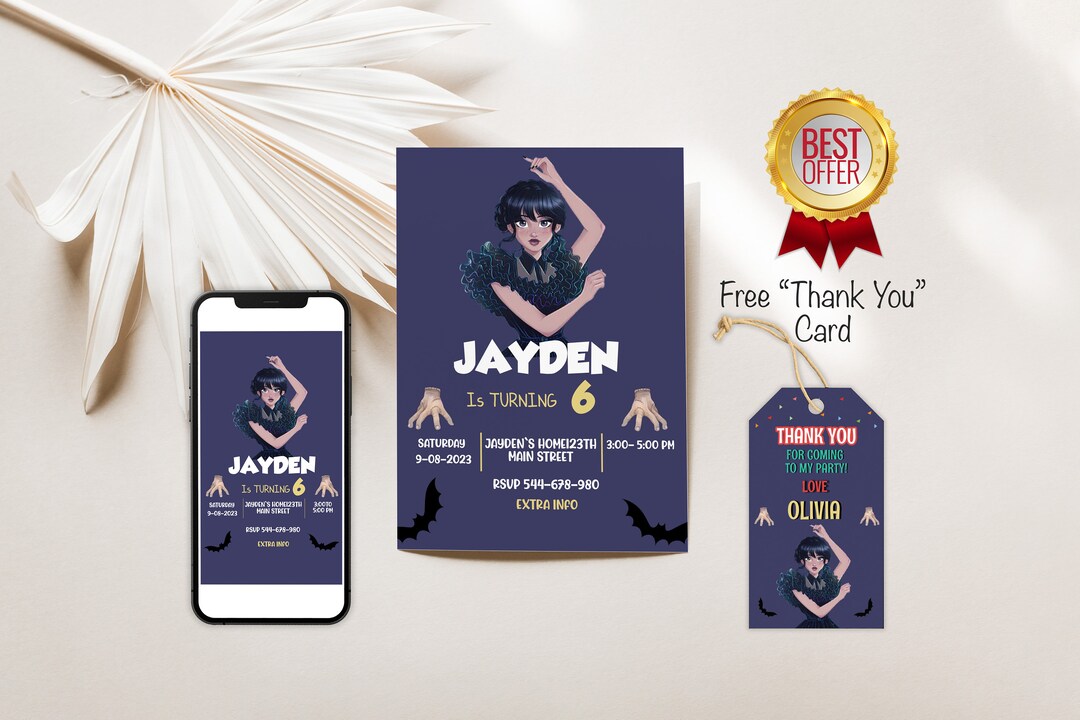 Wednesday Addams Birthday Invitation Template, Wednesday Digital ...