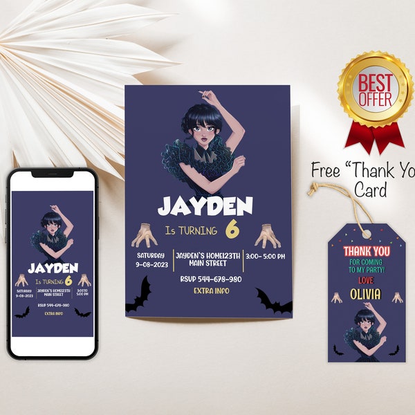 Wednesday Addams Birthday Invitation Template - Etsy