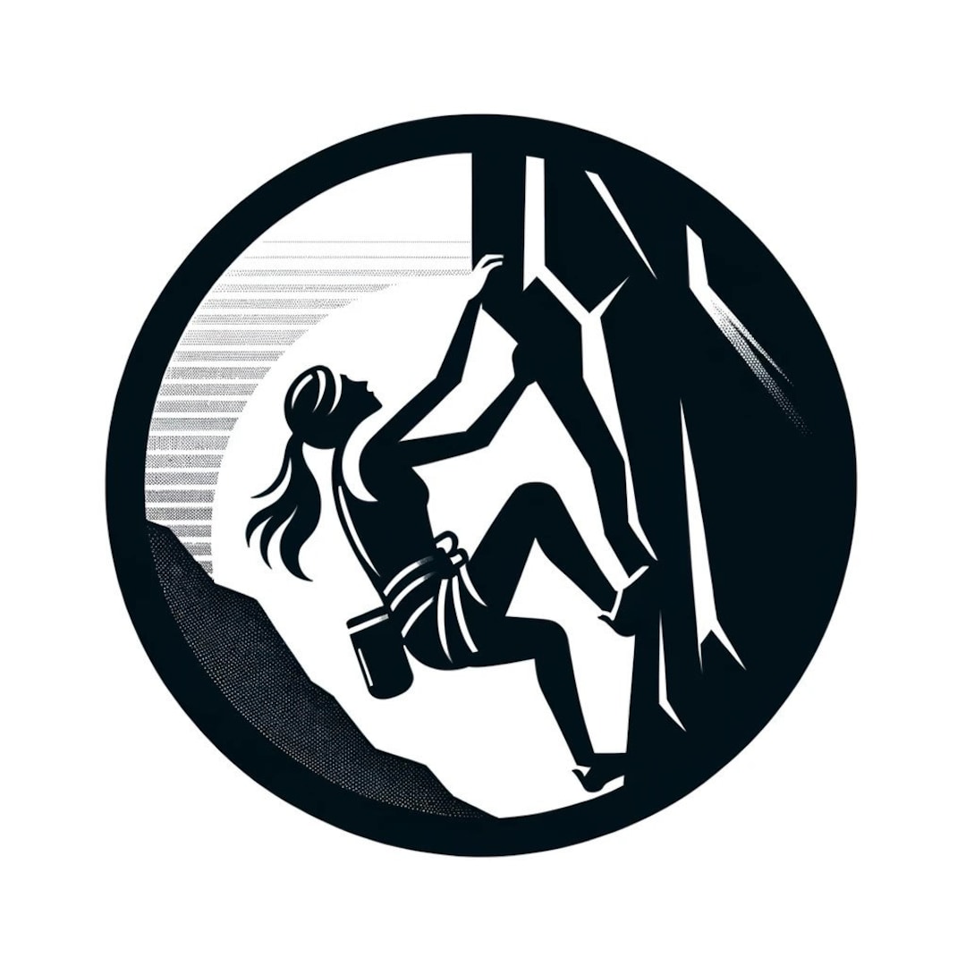 Rock Climbing Waterproof Sticker, Decal, Circle. Female Climber on ...