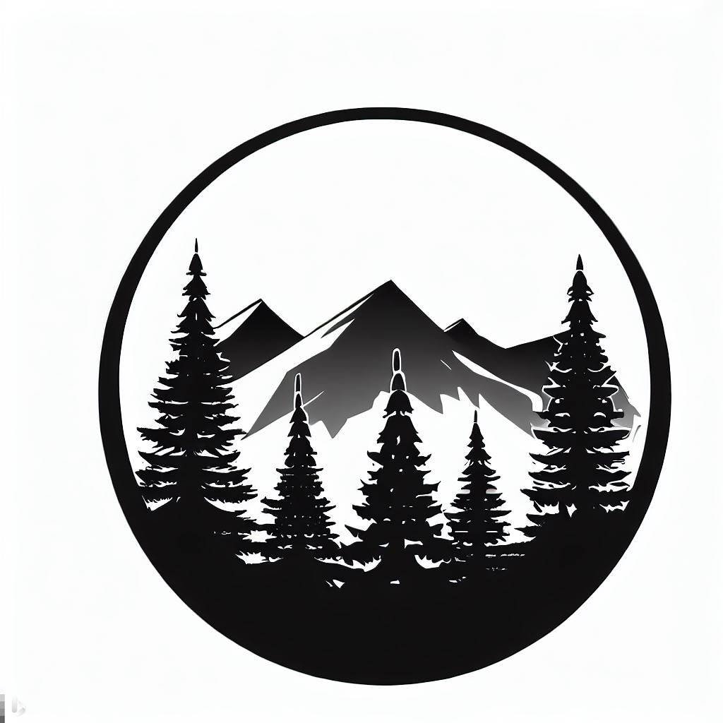 Mountains and Pines Outdoors Sticker - Round - 2", 3", 4", Custom ...