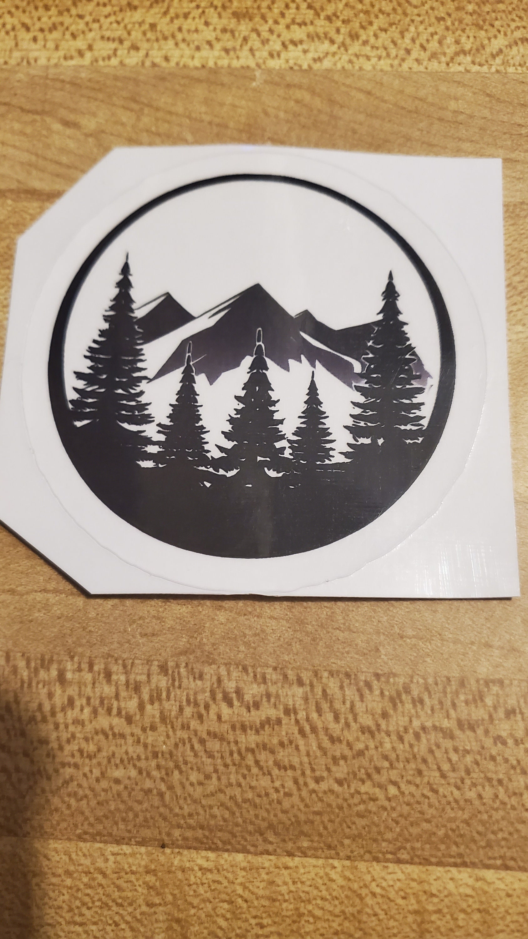 Mountains and Pines Outdoors Sticker - Round - 2", 3", 4", Custom ...