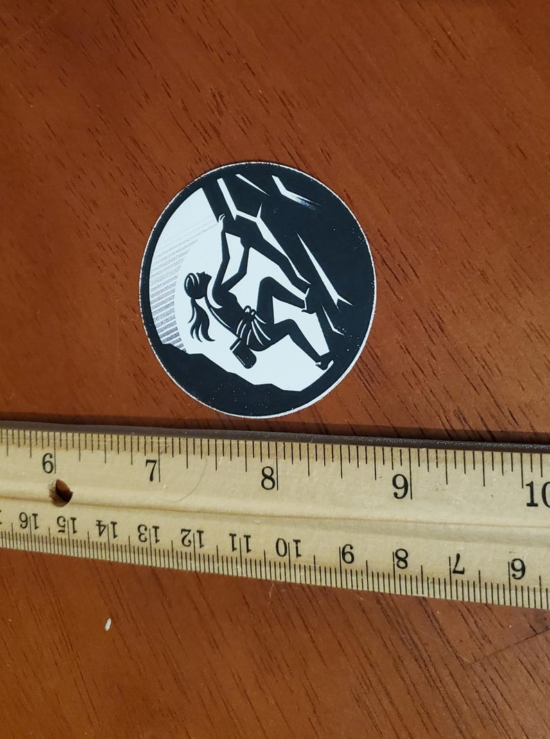Rock Climbing Waterproof Sticker, Decal, Circle. Female Climber on ...