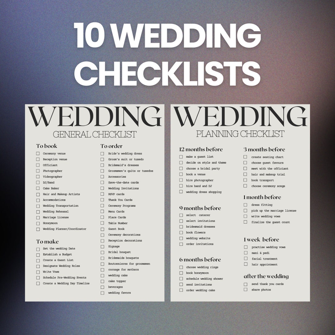 Wedding Checklist Template & Printable Planning Checklist Wedding to Do ...