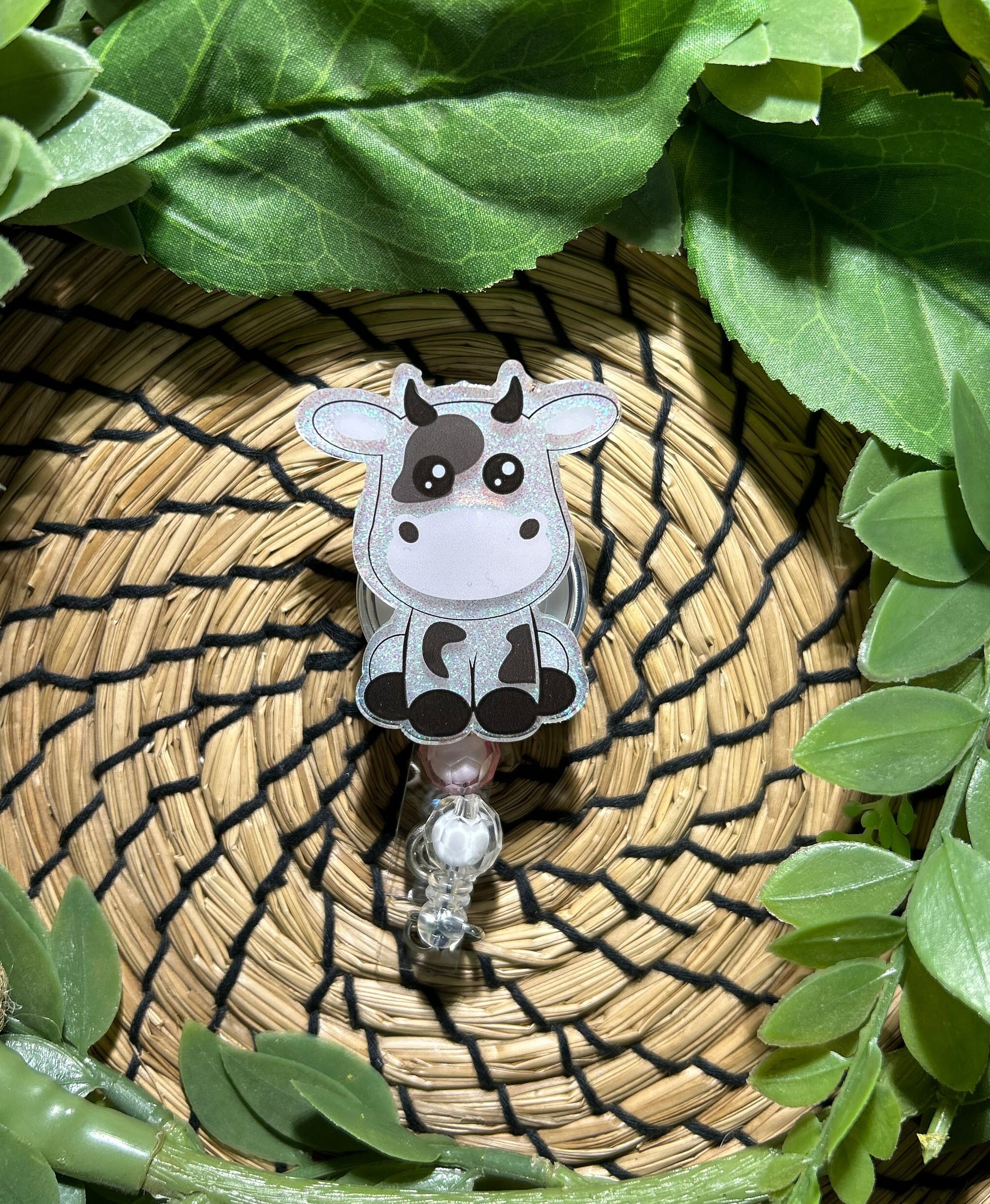 Sitting Cow Badge Reels/animal Badge Reels/cow Badge Reels/nurse Gifts ...