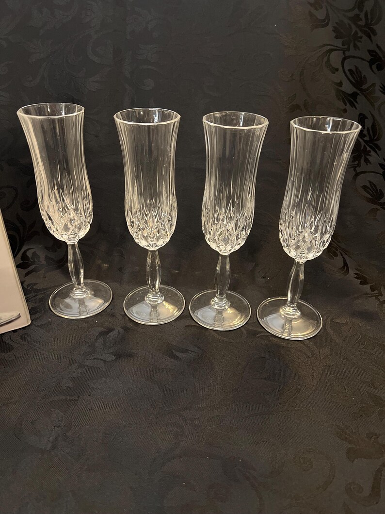 Set of 4 Vintage Royal Doulton Roma Crystal Champagne Flutes Prosecco ...