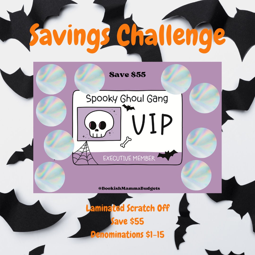 Ghoul Gang Double Sided Spooky Scratch off Savings Challenge 55 - Etsy
