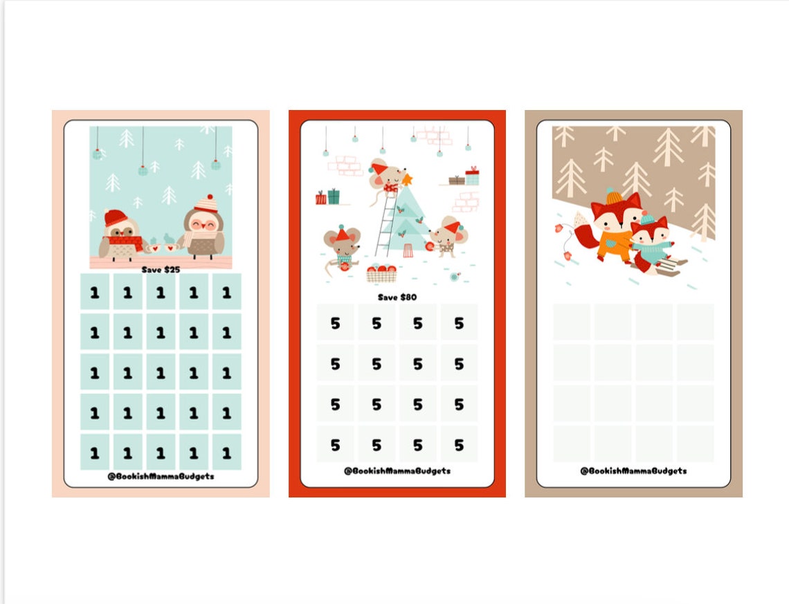 Holiday Animals - Set of 6 - DIGITAL Download - Savings Challenge - Etsy