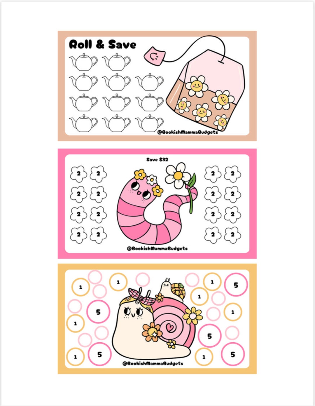 Flower Power Set of 3 DIGITAL Saving Challenge - Etsy