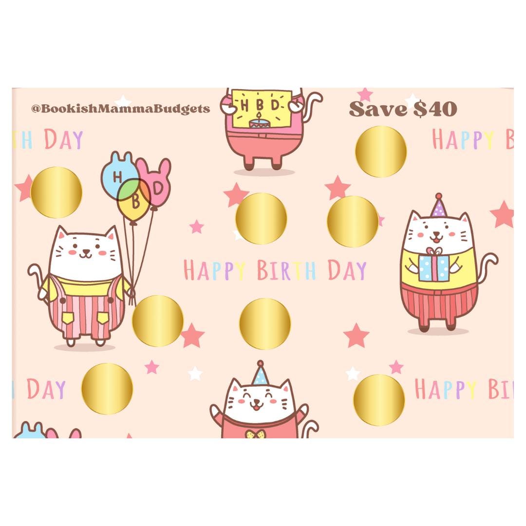 HBD- Scratch off Savings Challenge - Etsy