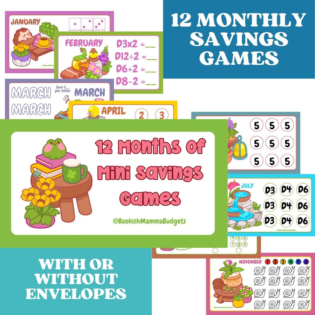 12 Months of Mini Savings Games – Monthly Budget Tracker Cards, Binder ...