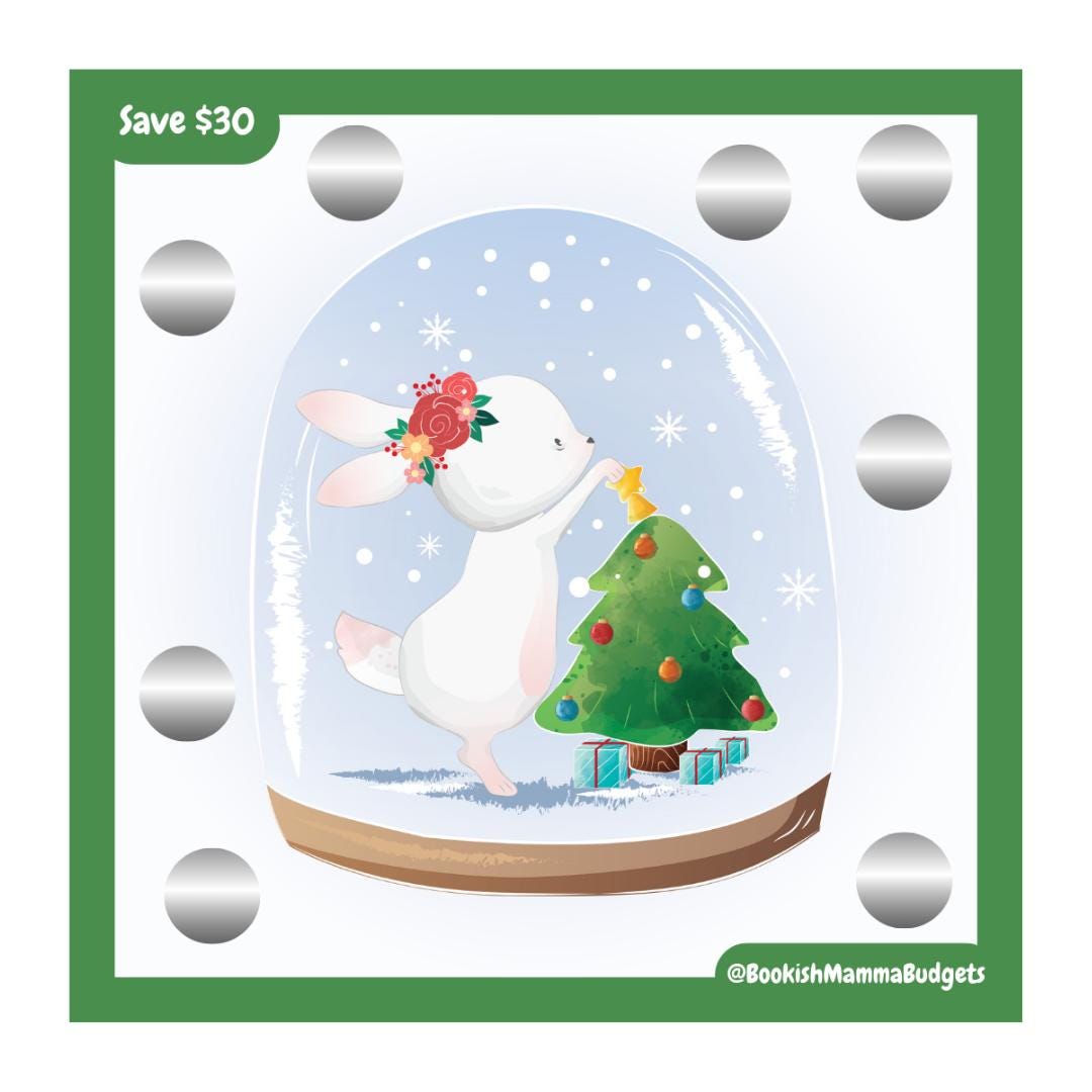 Christmas Bunny Snow Globe Scratch and Save 30 Square Challenge - Etsy