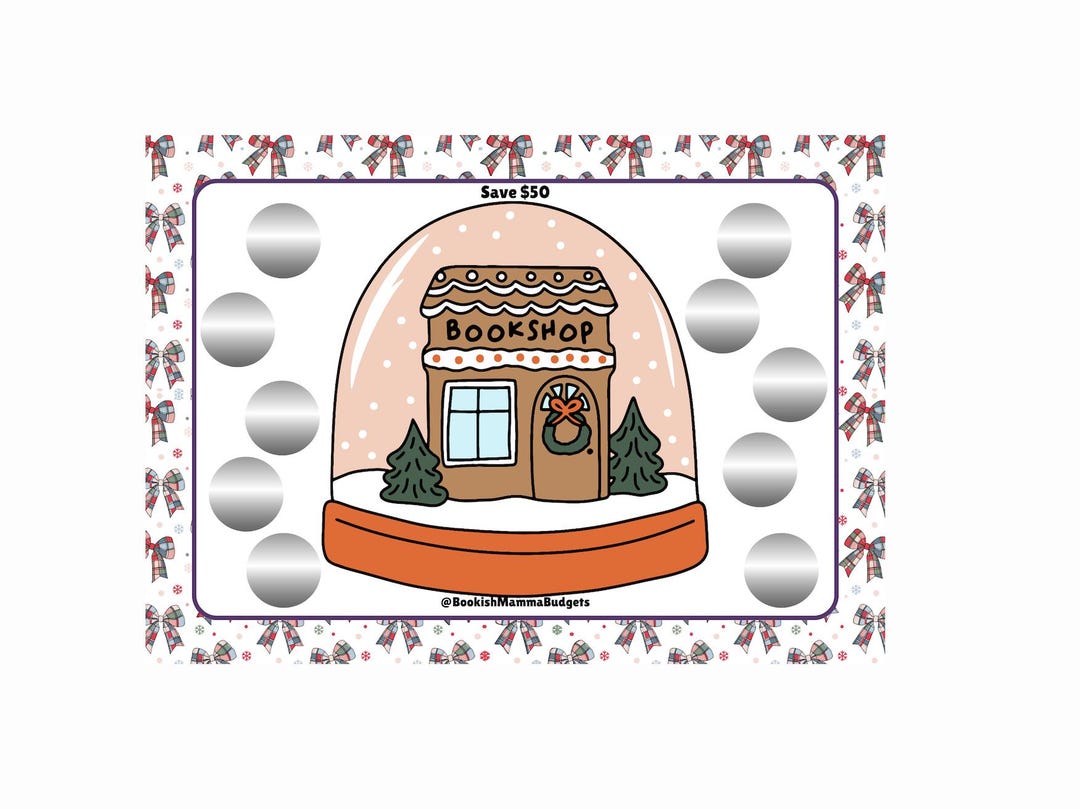Snow Globe Book Shop Christmas Scratch off Savings Challenge Books ...