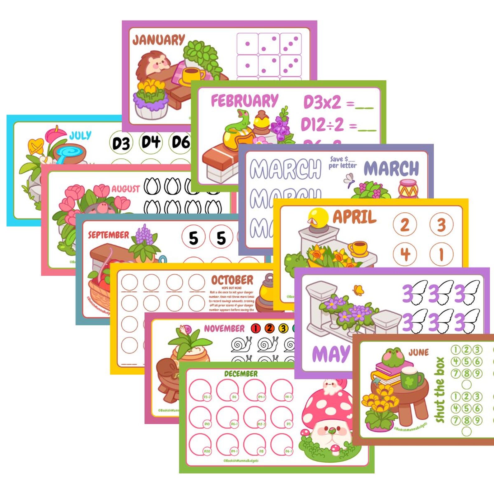 12 Months of Mini Savings Games – Monthly Budget Tracker Cards, Binder ...