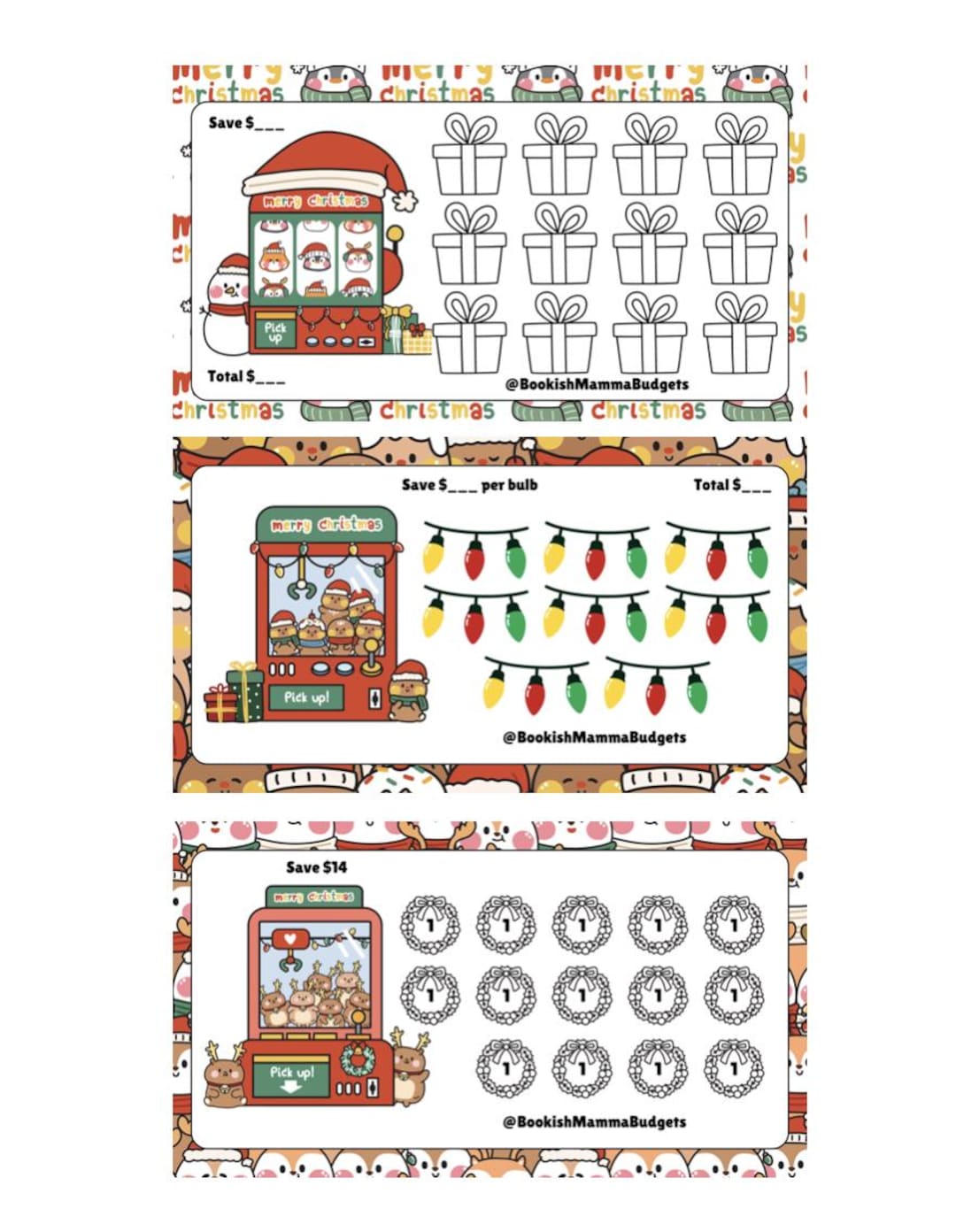 Christmas Claw Machine - Kawaii - DIGITAL - Set of 3 - Instant Download ...