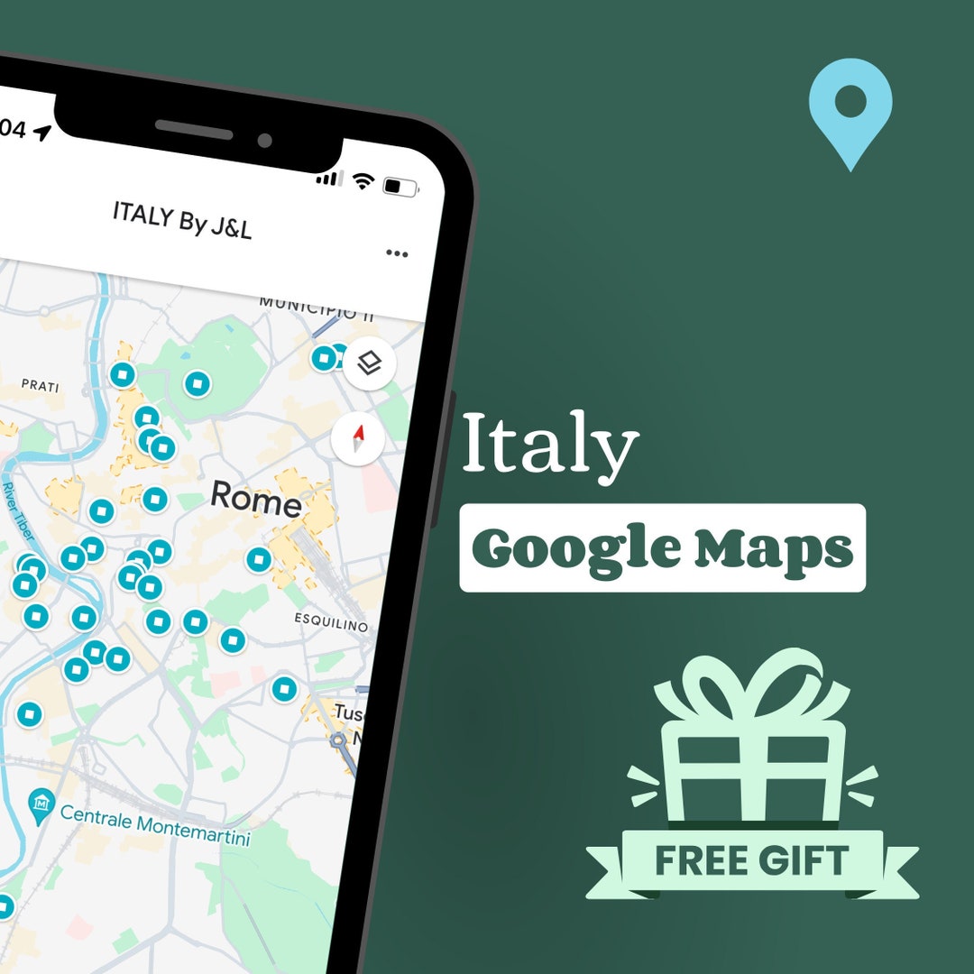 Italy Digital Travel Map for Google Maps | Location Pins Italy ...