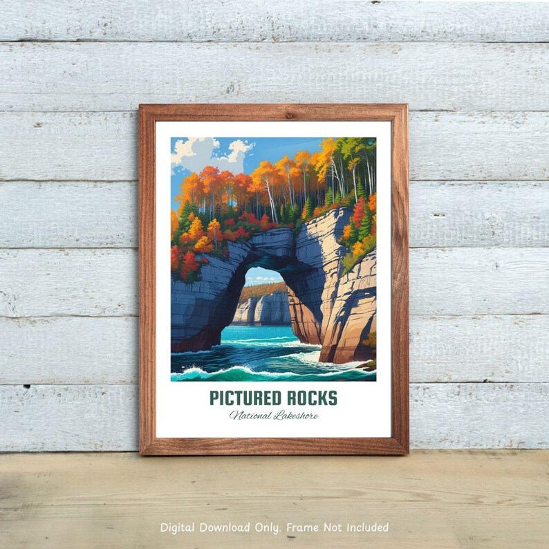 Pictured Rocks National Lakeshore Art Print | Autumn Landscape (digital ...
