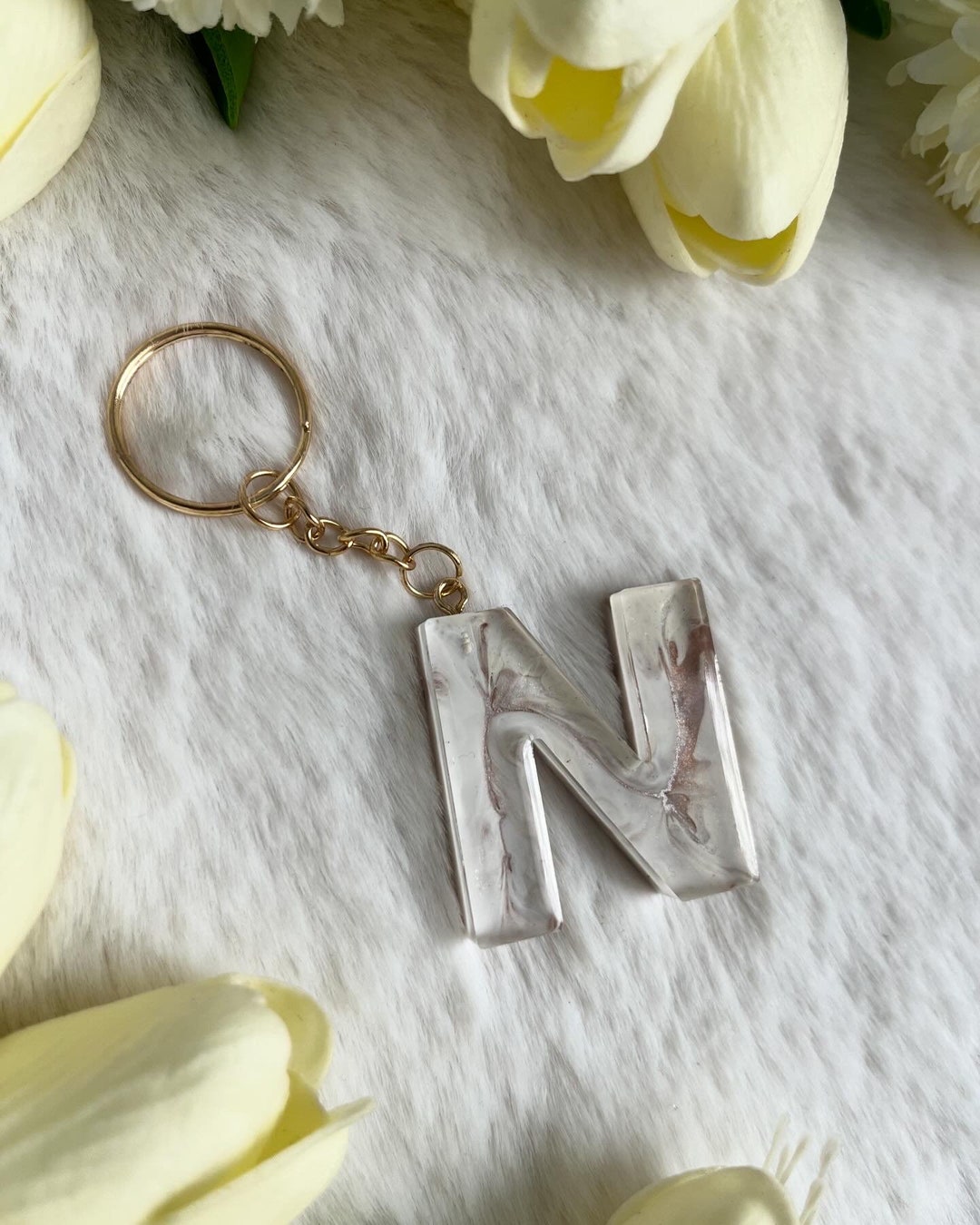 Resin Letter N Keychain - Etsy