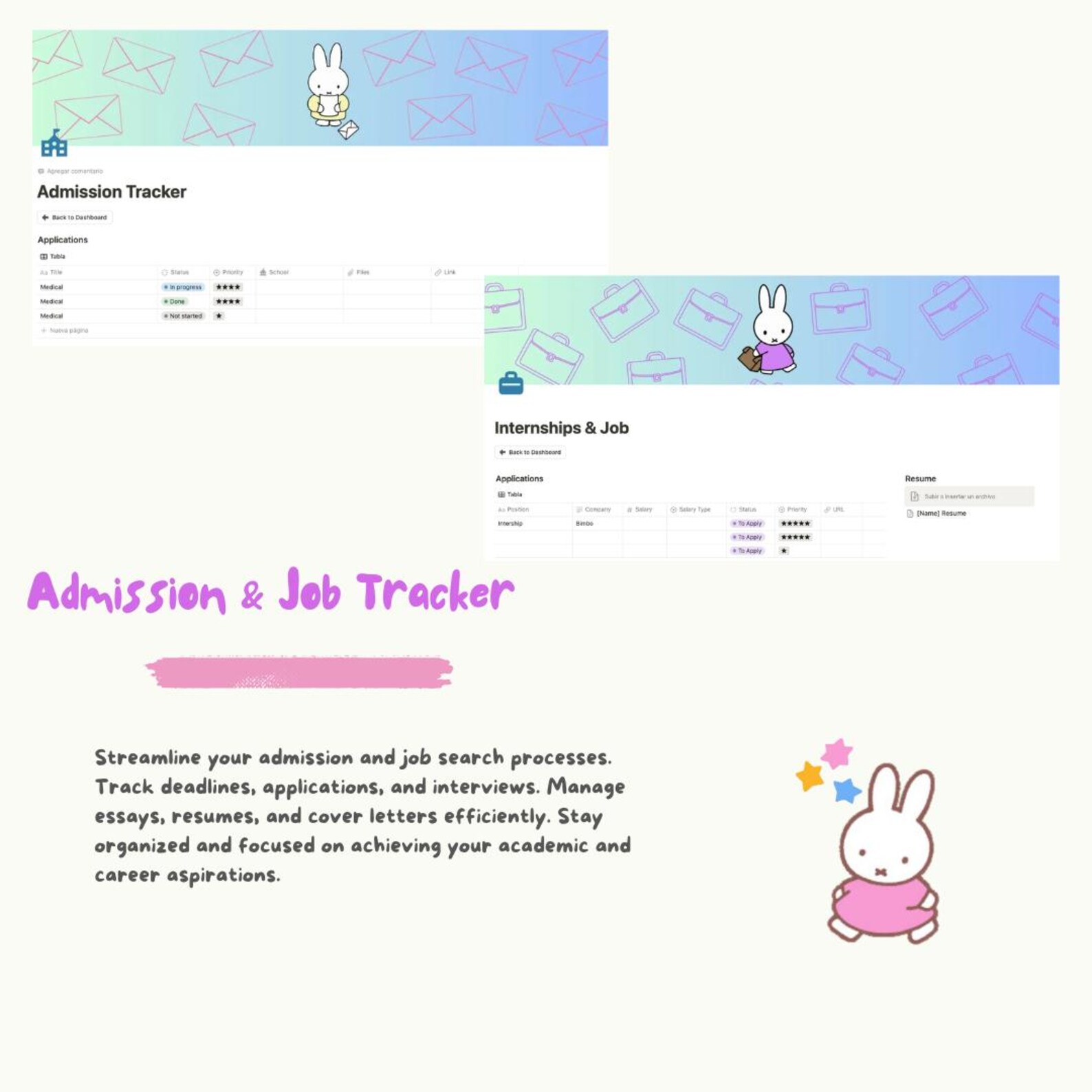 Notion Template ALL IN ONE I Notion Study I Notion Planner I Miffy ...
