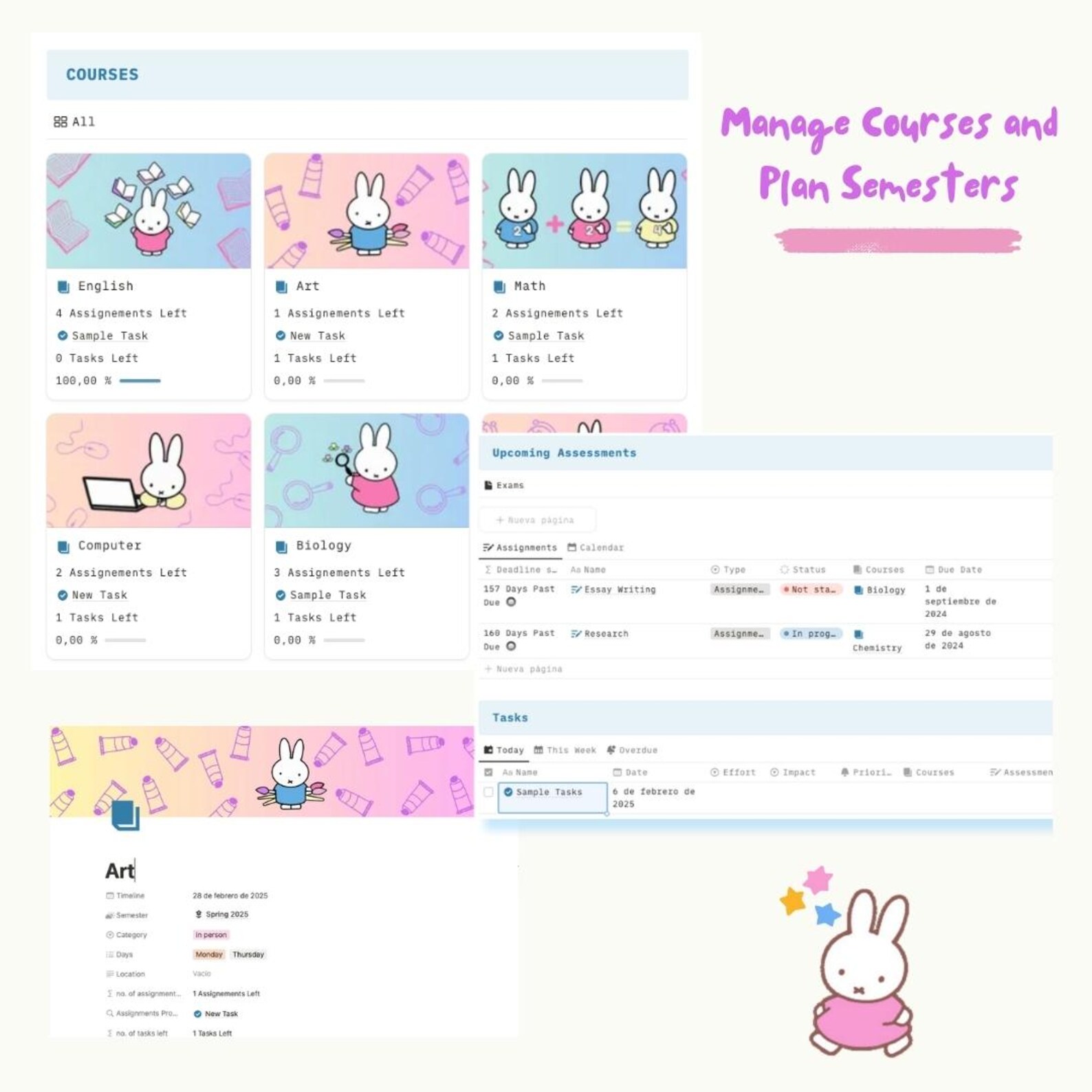 Notion Template ALL IN ONE I Notion Study I Notion Planner I Miffy ...