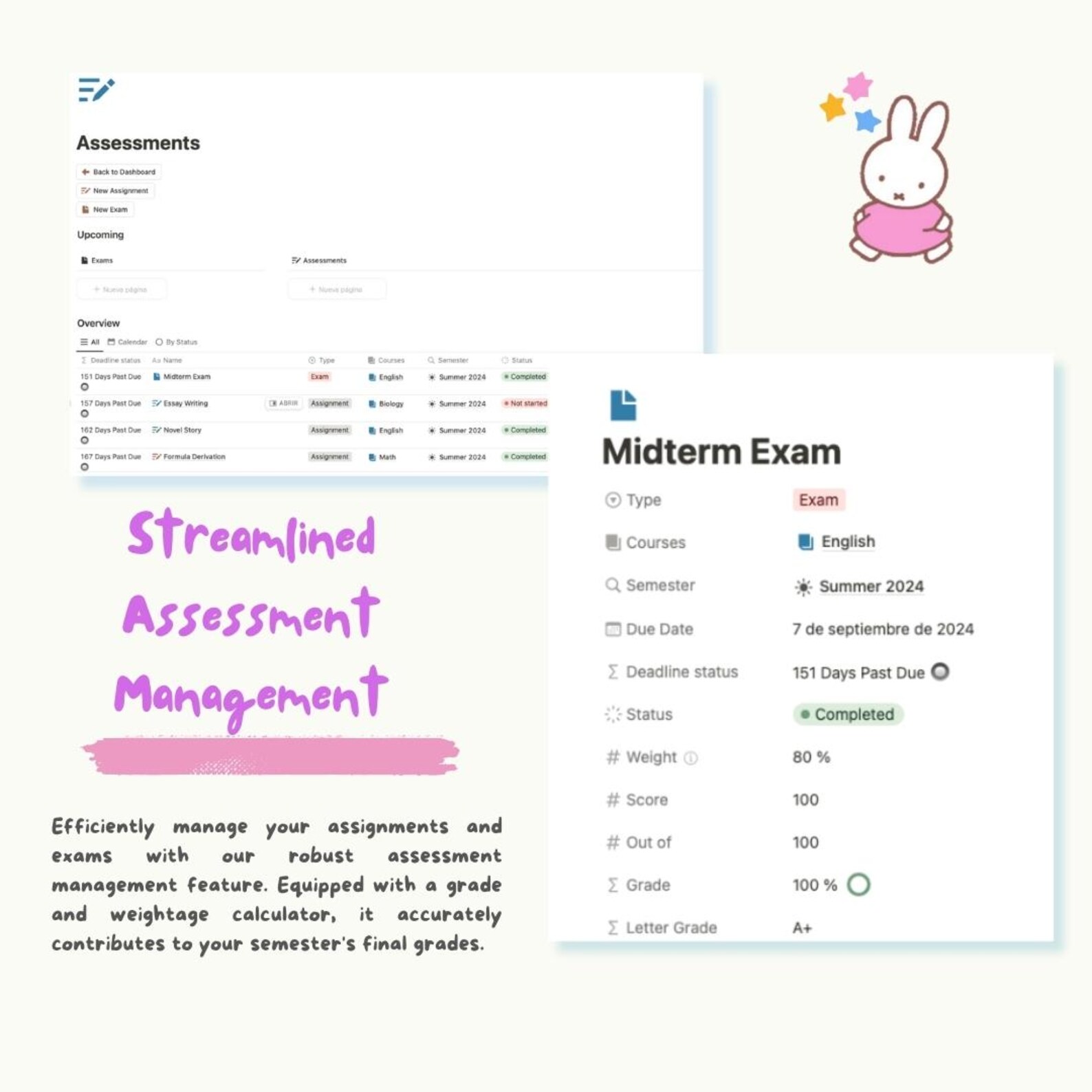 Notion Template ALL IN ONE I Notion Study I Notion Planner I Miffy ...