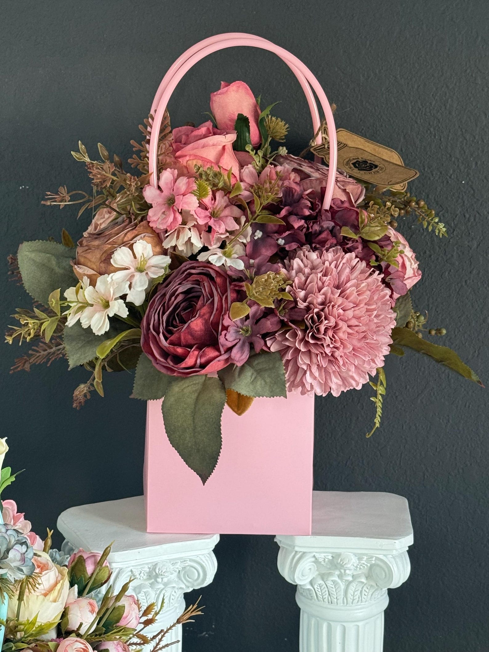 Personalized Flower Box Flower Purse Box Anniversary Artificial Rose ...