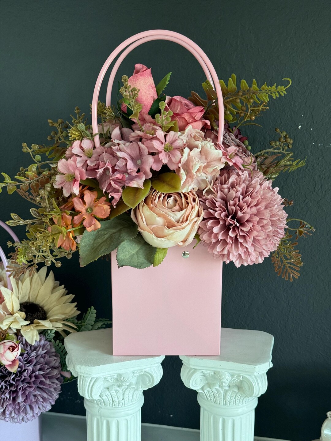 Personalized Flower Box Flower Purse Box Anniversary Artificial Rose ...