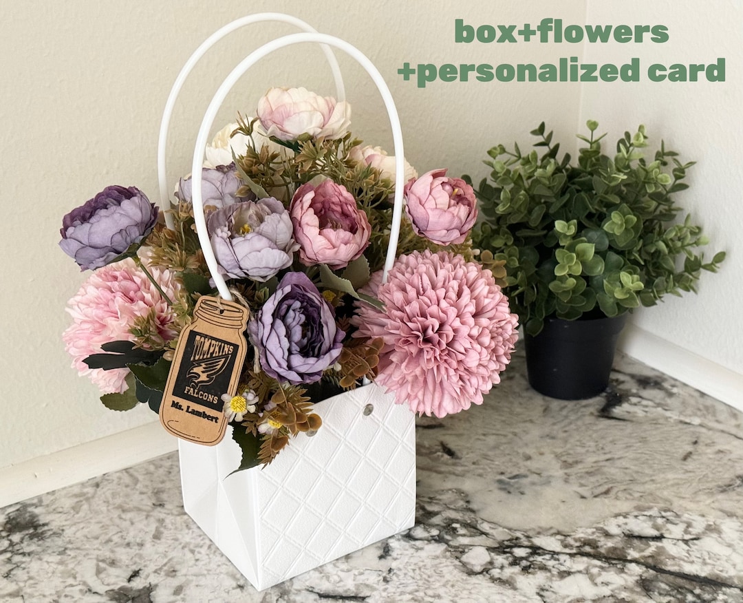 Personalized Flower Box Flower Bag Gift for Her With Customized Name ...