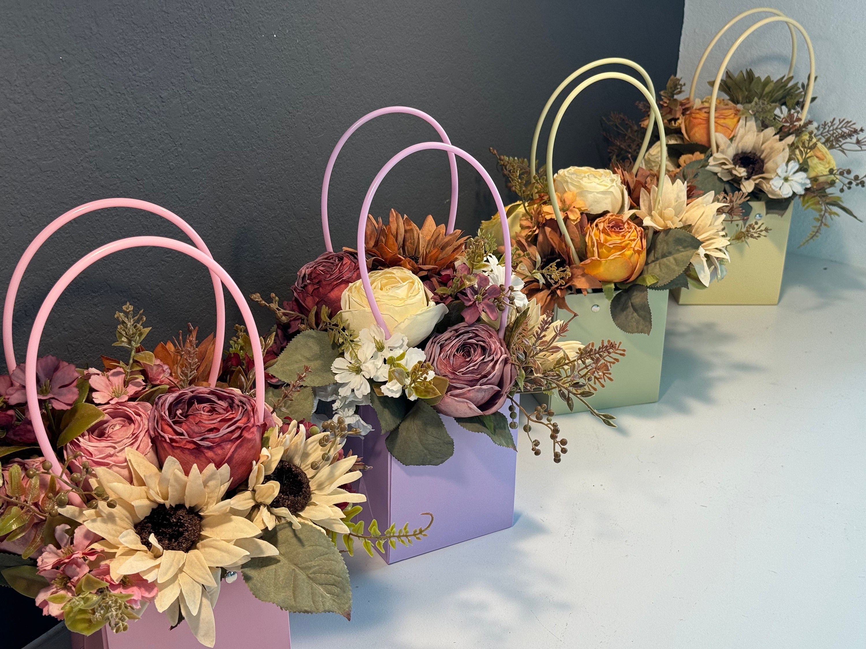 Personalized Flower Box Flower Purse Box Anniversary Artificial Rose ...