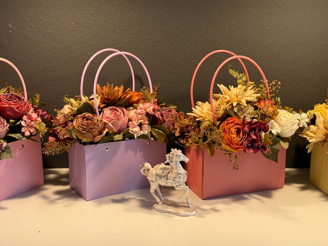 Personalized Flower Box Bouquet Flower Purse Box Anniversary Artificial ...