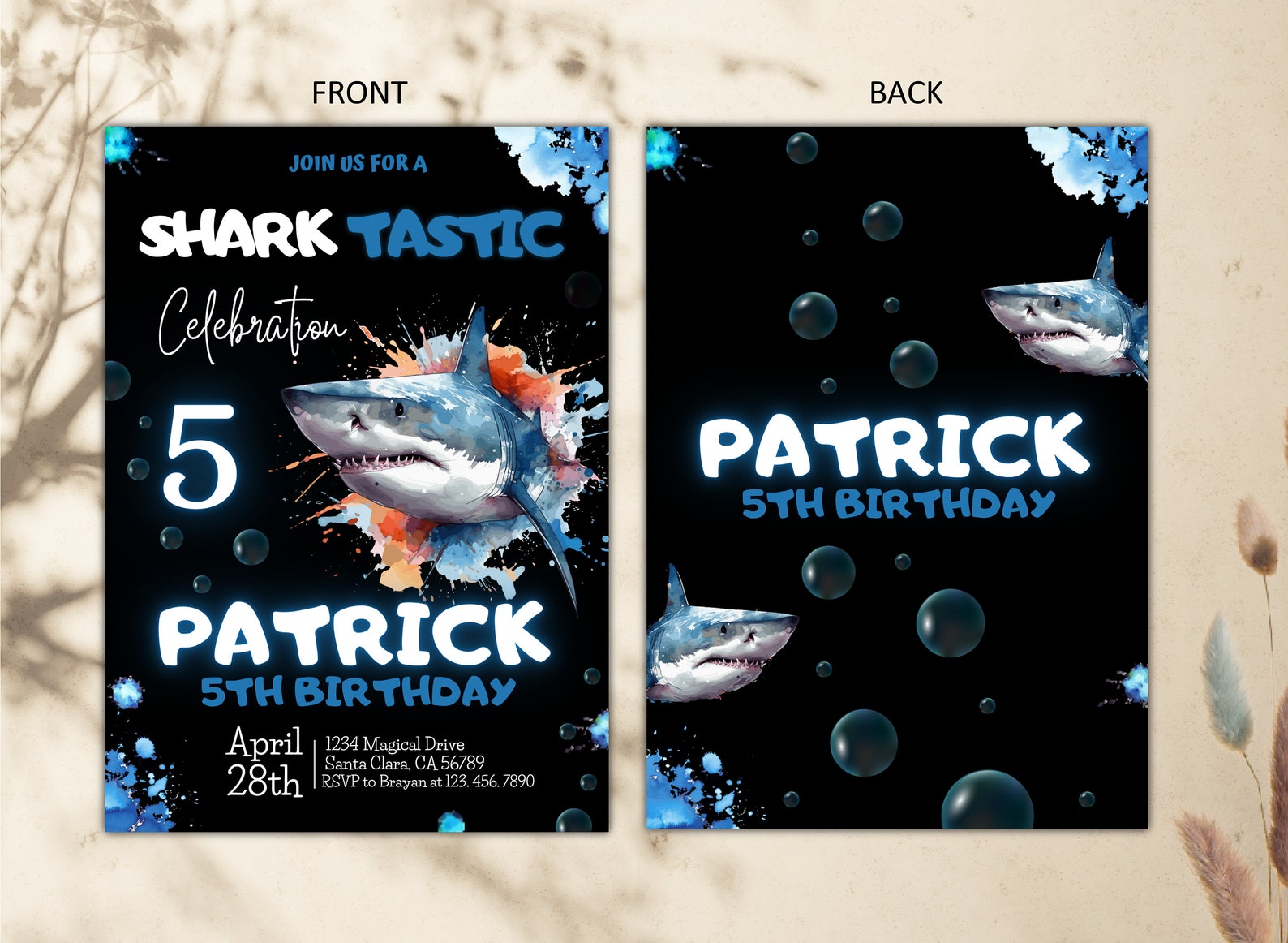 Editable Shark Invitation, Shark Invites, Shark Birthday Invitation ...