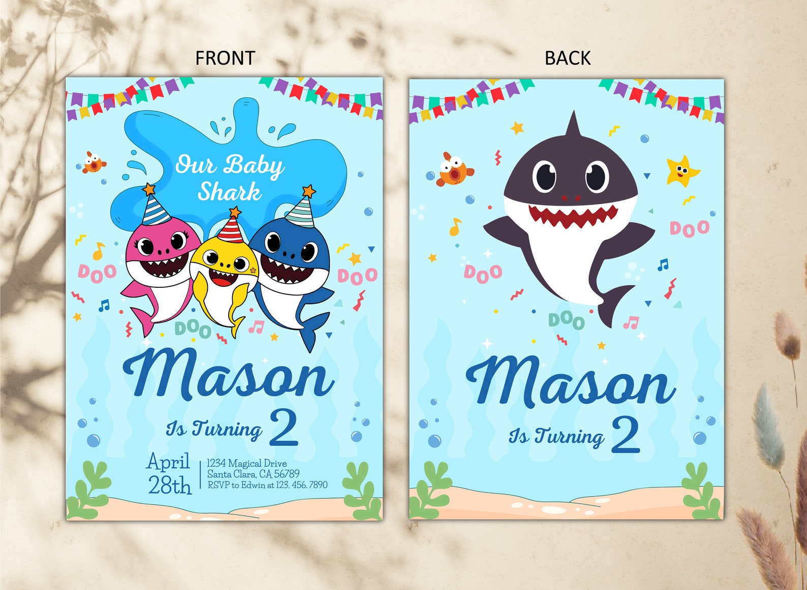 Baby Shark Birthday Invitation, Baby Shark Invitation, Baby Shark Theme ...