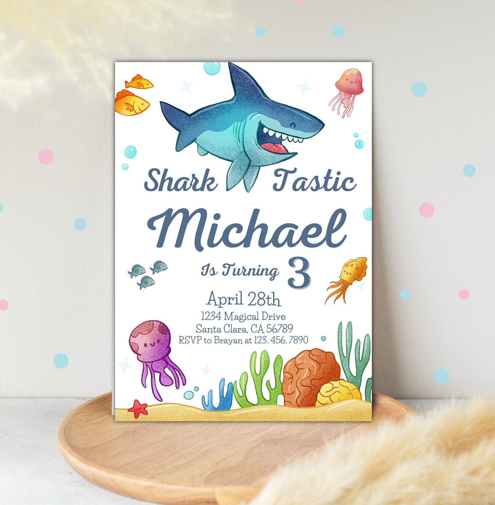 Editable Shark Invitation, Shark Invites, 5x7 Canva, Any Age Sharks ...