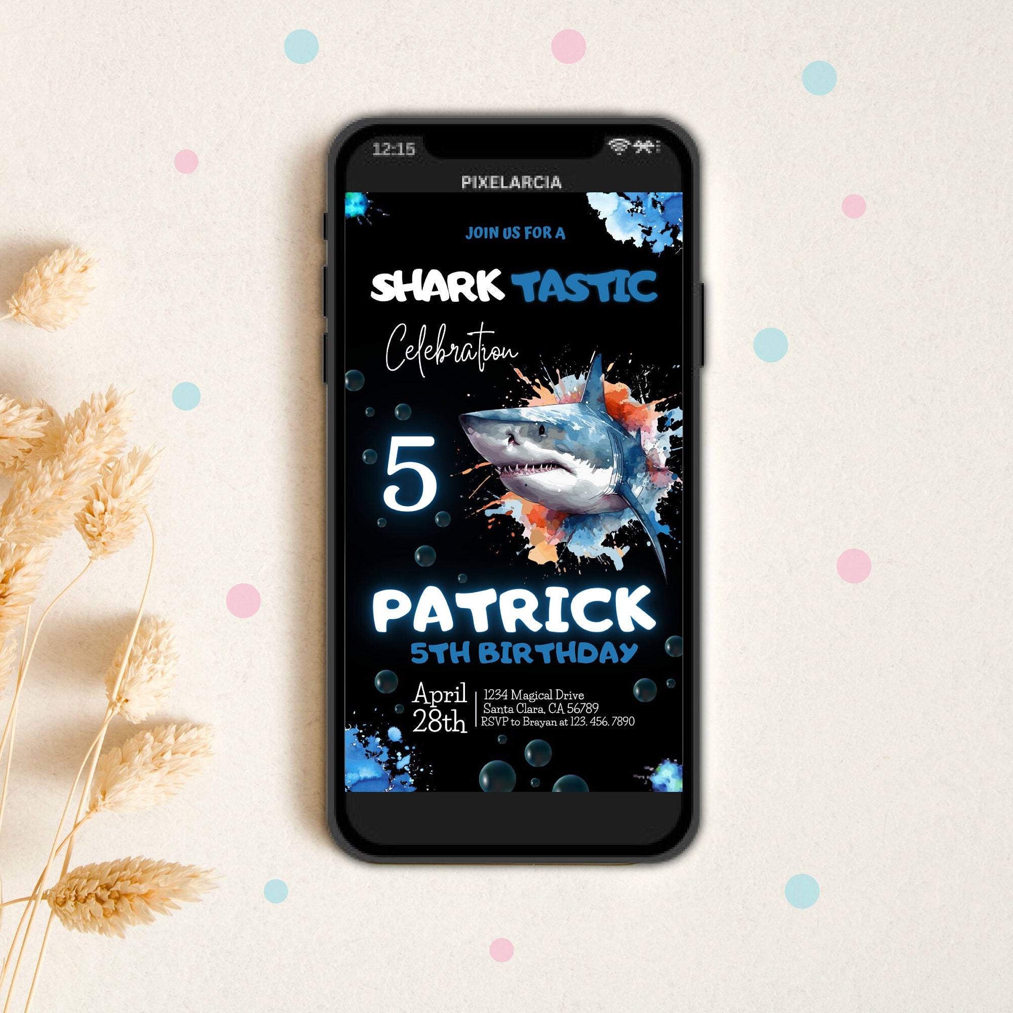 Editable Shark Invitation, Shark Invites, Shark Birthday Invitation ...