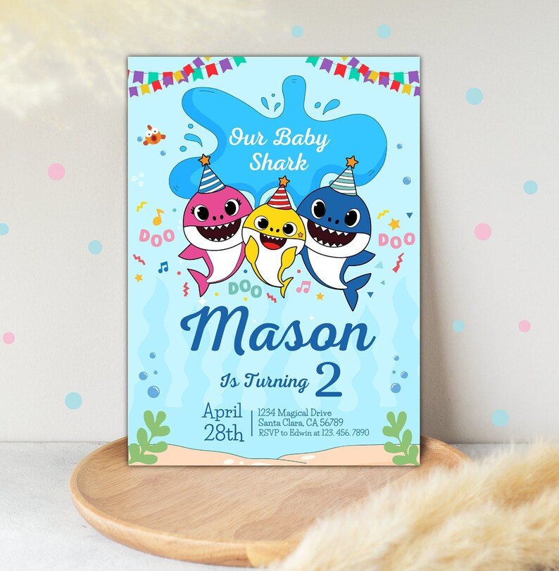 Baby Shark Birthday Invitation, Baby Shark Invitation, Baby Shark Theme ...