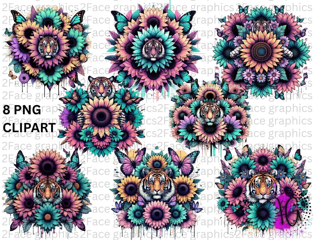 Tiger Sunflower Clipart - Etsy