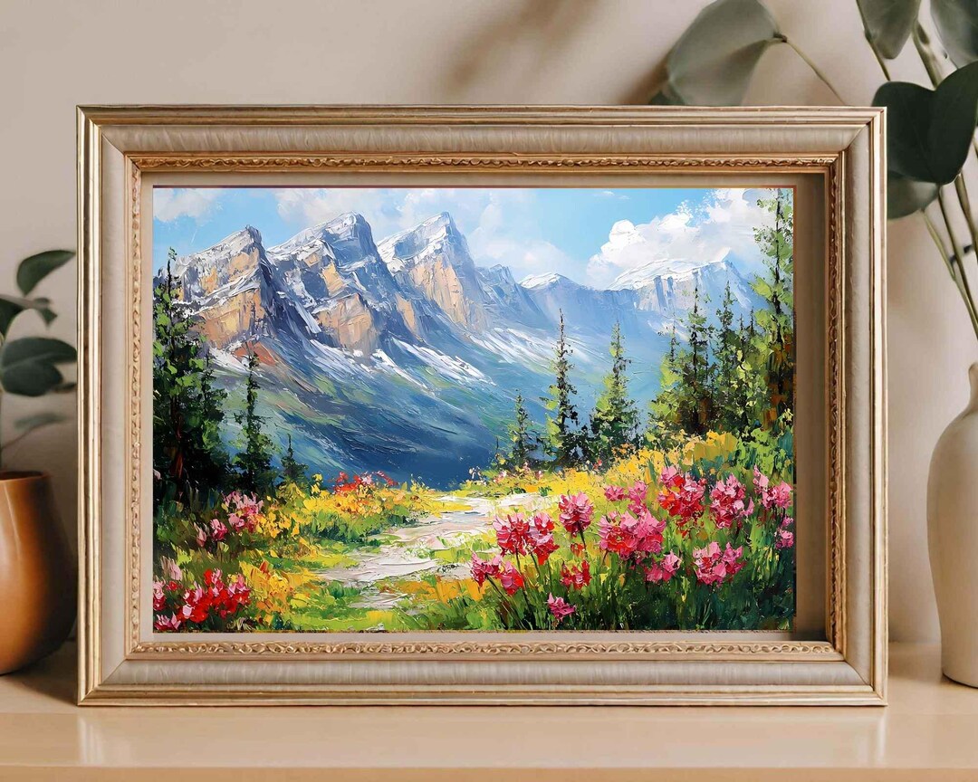 Spring Mountain Landscape Print – Scenic Oil Painting (digital Download ...