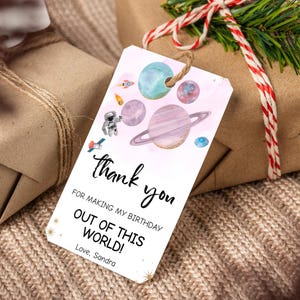 Editable Outer Space Favor Tags, Galaxy Birthday Thank You Tags, Planet ...