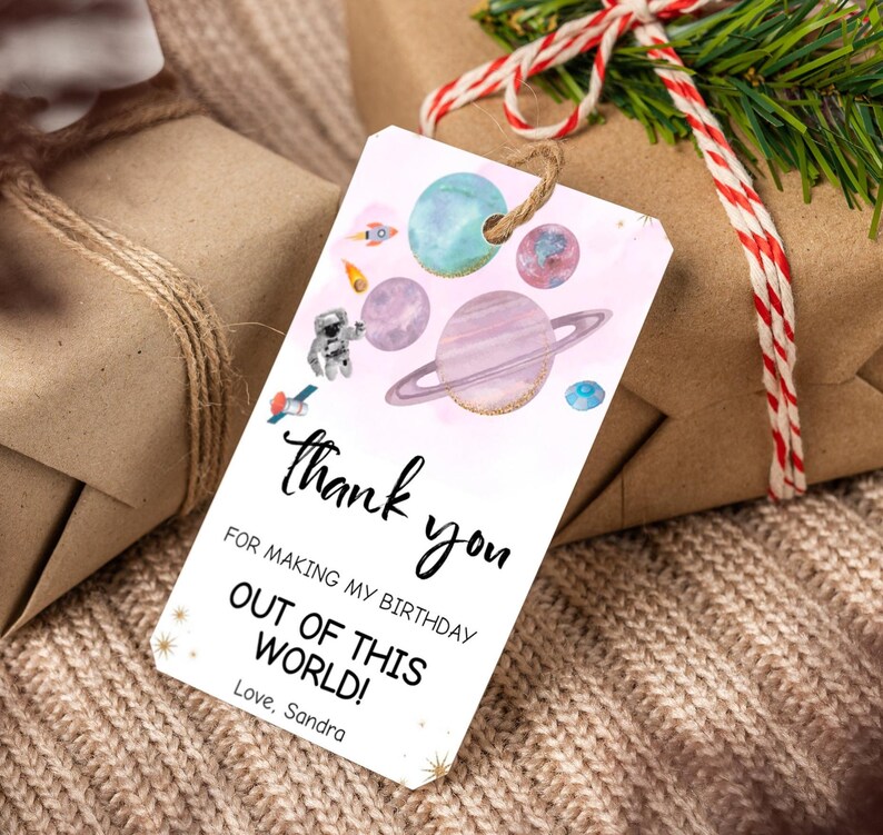 Editable Outer Space Favor Tags, Galaxy Birthday Thank You Tags, Planet ...