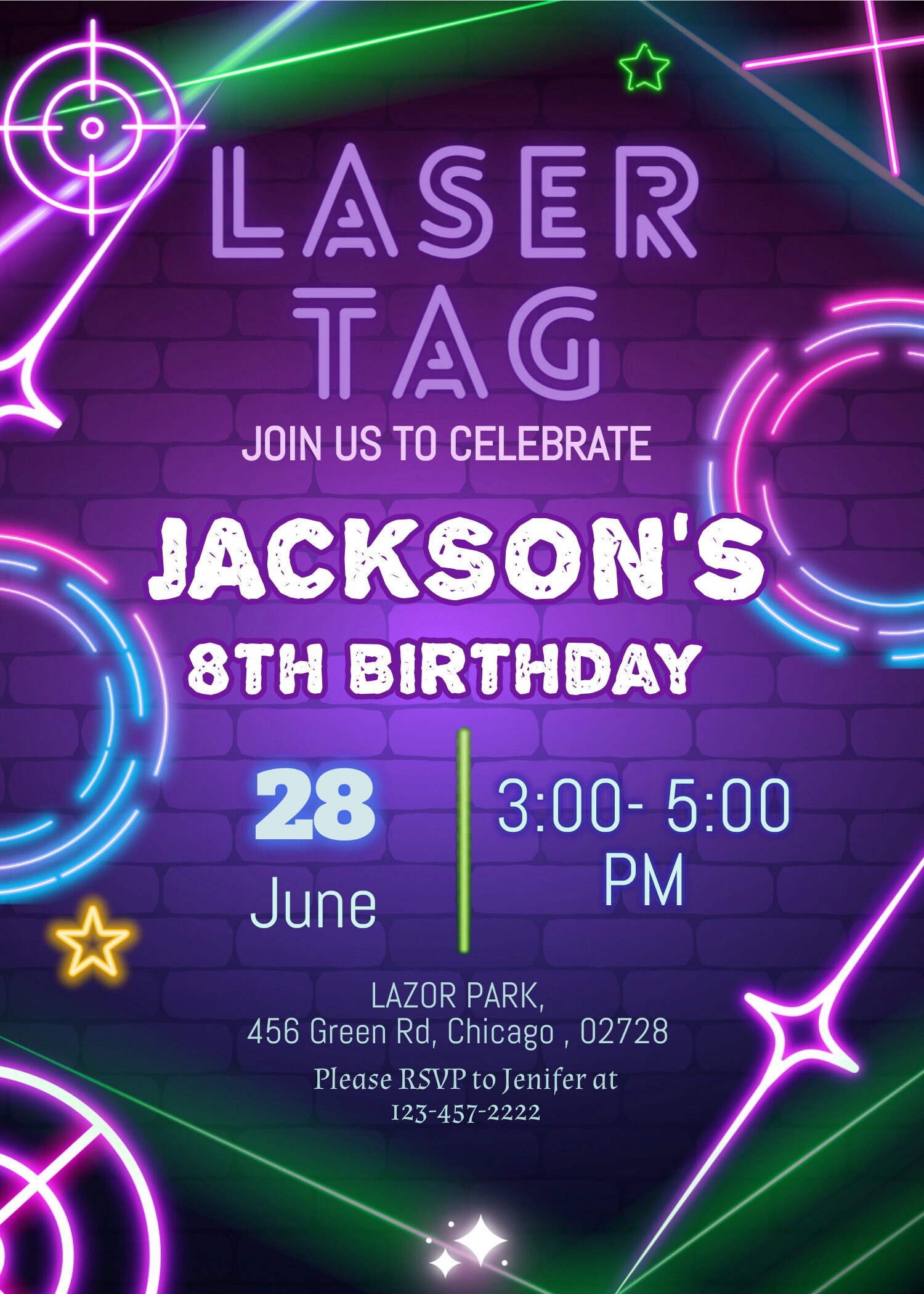 Editable Laser Tag Birthday Invitation Template, Laser Tag Invitation ...
