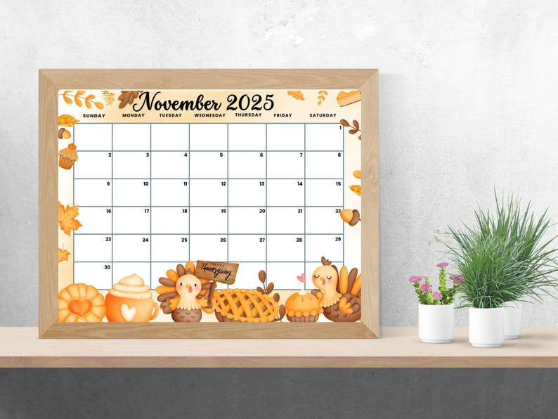 EDITABLE November 2025 Calendar, Happy Thanksgiving Planner With Turkey ...