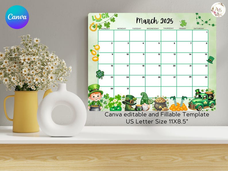 March 2025 Fillable Calendar, St. Patrick's Day Fillable March Planner ...