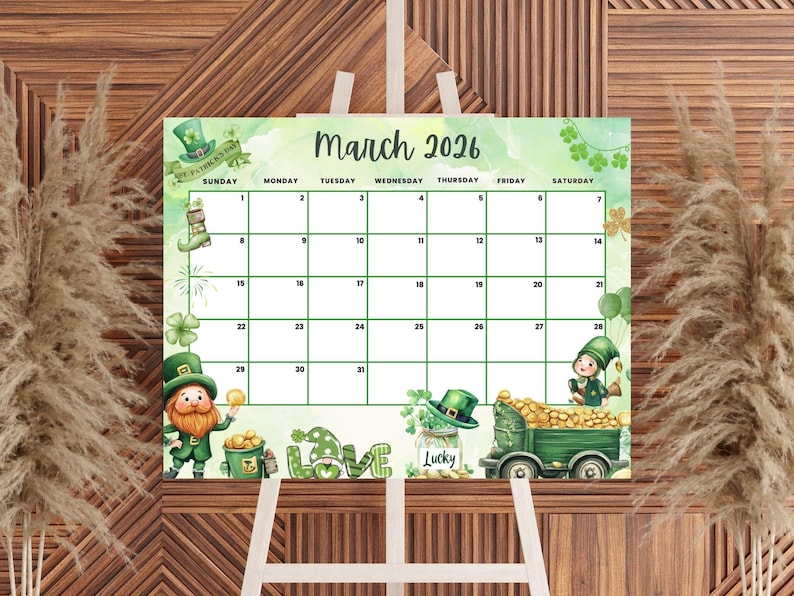 March 2026 Calendar, St. Patrick's Planner, Printable Monthly Schedule ...