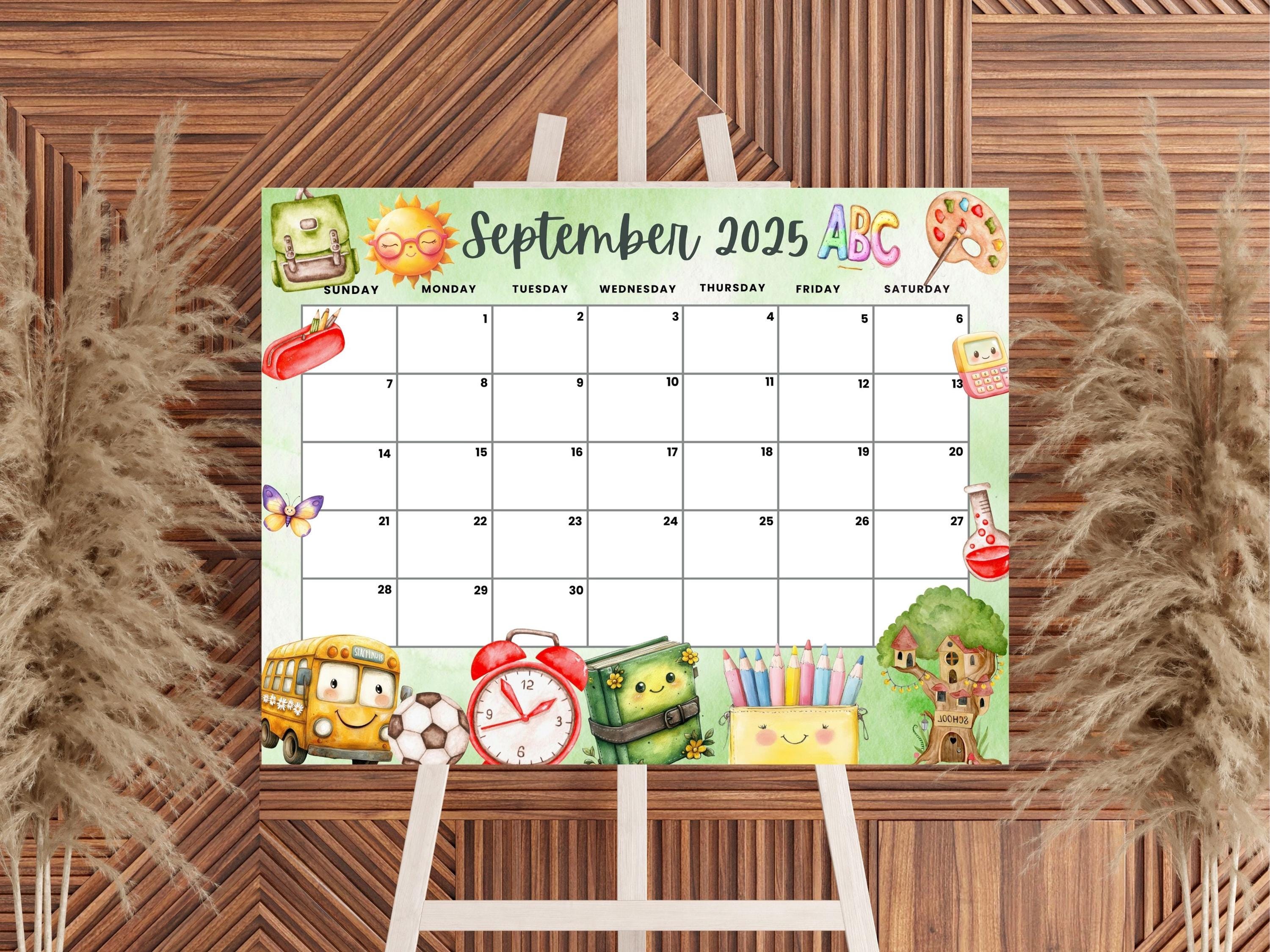 September 2025 Calendar,back to School Cute Monthly Printable Planner ...
