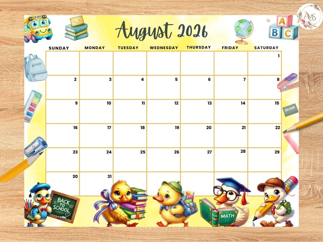Editable August 2026 Calendar, Cute Summer Planner (printable PDF) - Etsy