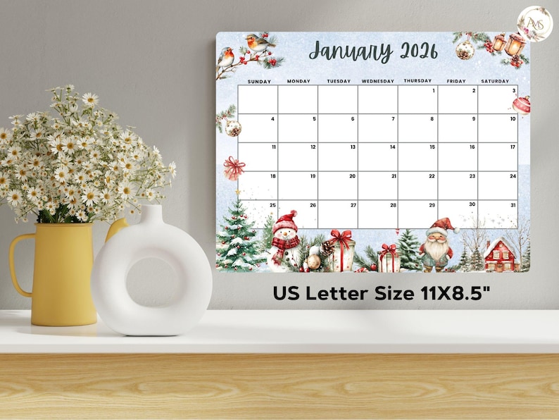 EDITABLE Fillable January 2026 Calendar, Winter Snowman Planner ...
