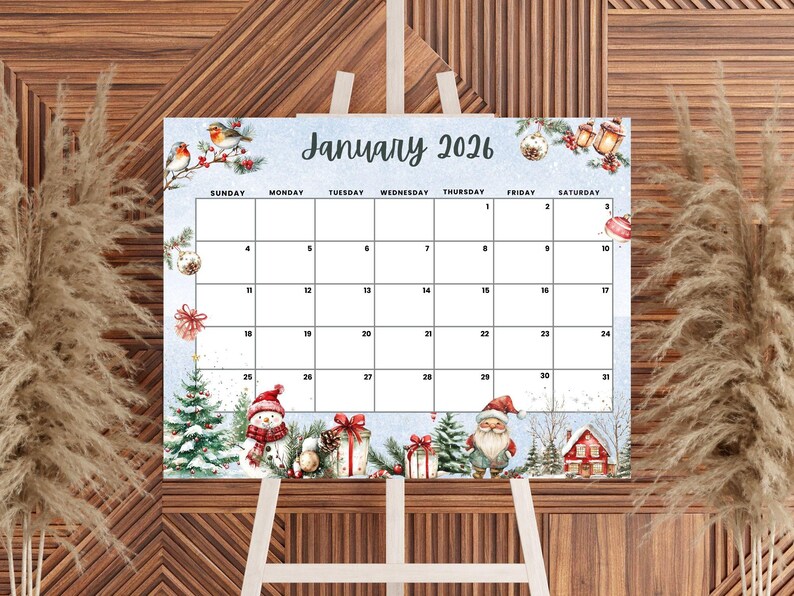 EDITABLE Fillable January 2026 Calendar, Winter Snowman Planner ...