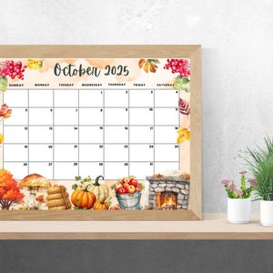 Editable October 2025 Calendar, Autumn Fall Theme Monthly Printable ...