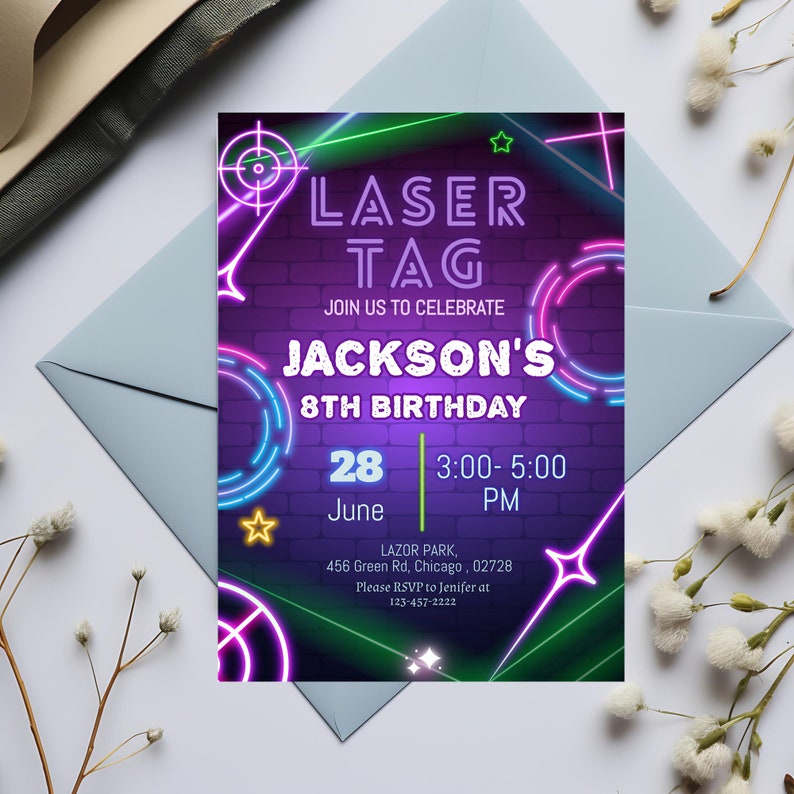 Editable Laser Tag Birthday Invitation Template, Laser Tag Invitation ...
