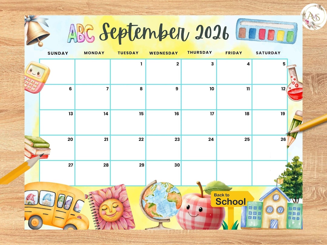 September 2026 Calendar,back to School Cute Monthly Printable Planner ...